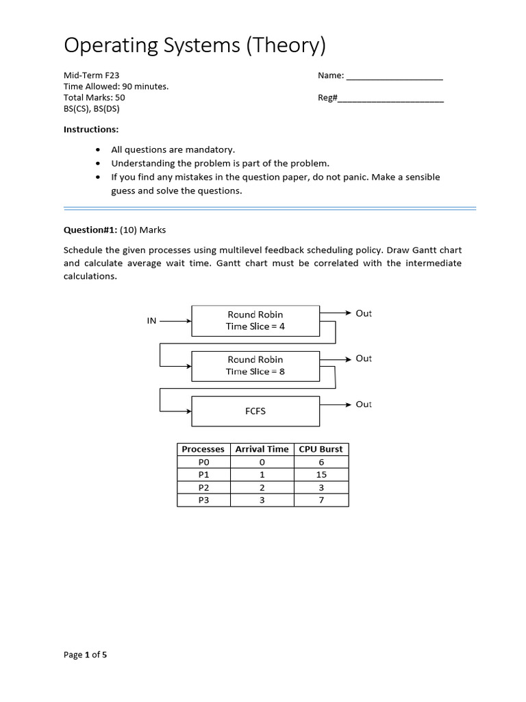 Operating Systems (OS) Mid Term Fall 2023 Solution | PDF | Kernel ...