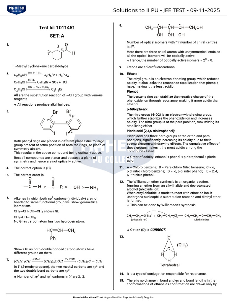 Organic Chemistry Reactions and Isomerism | PDF | Chirality (Chemistry ...