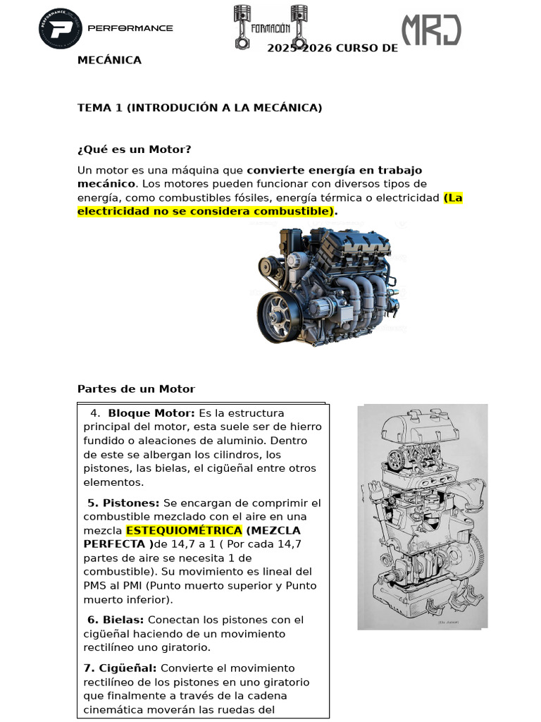 TEMA 1 | PDF | Pistón | Motores