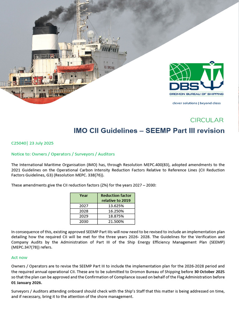 Dromon IMO CII Guidelines SEEMP Part III Revisions | PDF