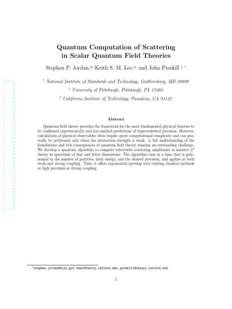 Quantum Computing for Quantum Field Theory | PDF | Quantum Computing ...