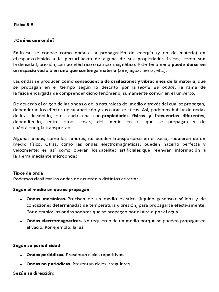 Tipos y Propagación de Ondas en Física | PDF | Olas | Frecuencia