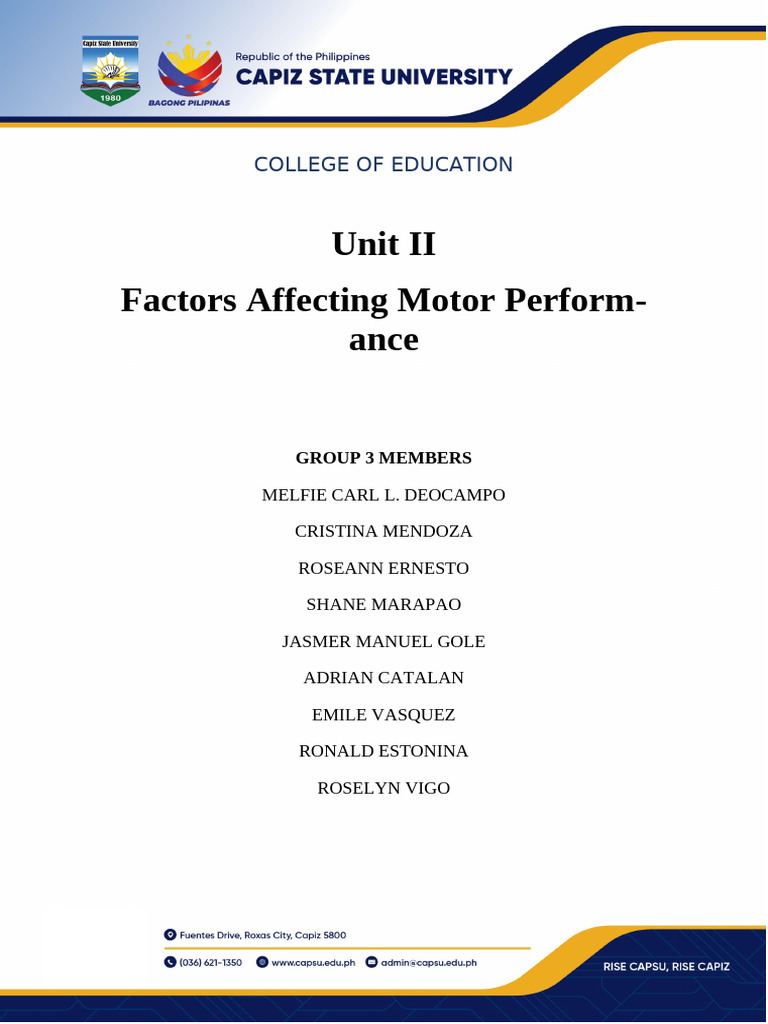 Factors Influencing Motor Performance | PDF | Motivation | Motivational
