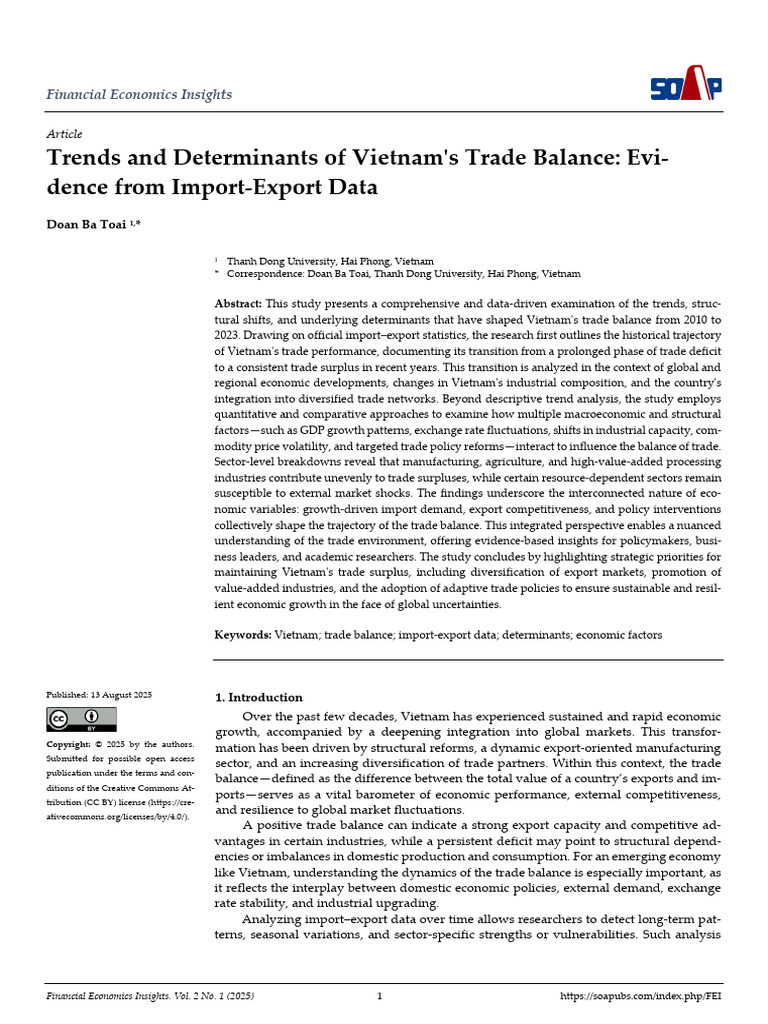 Trends and Determinants of Vietnams Trade Balance | PDF | Balance Of ...