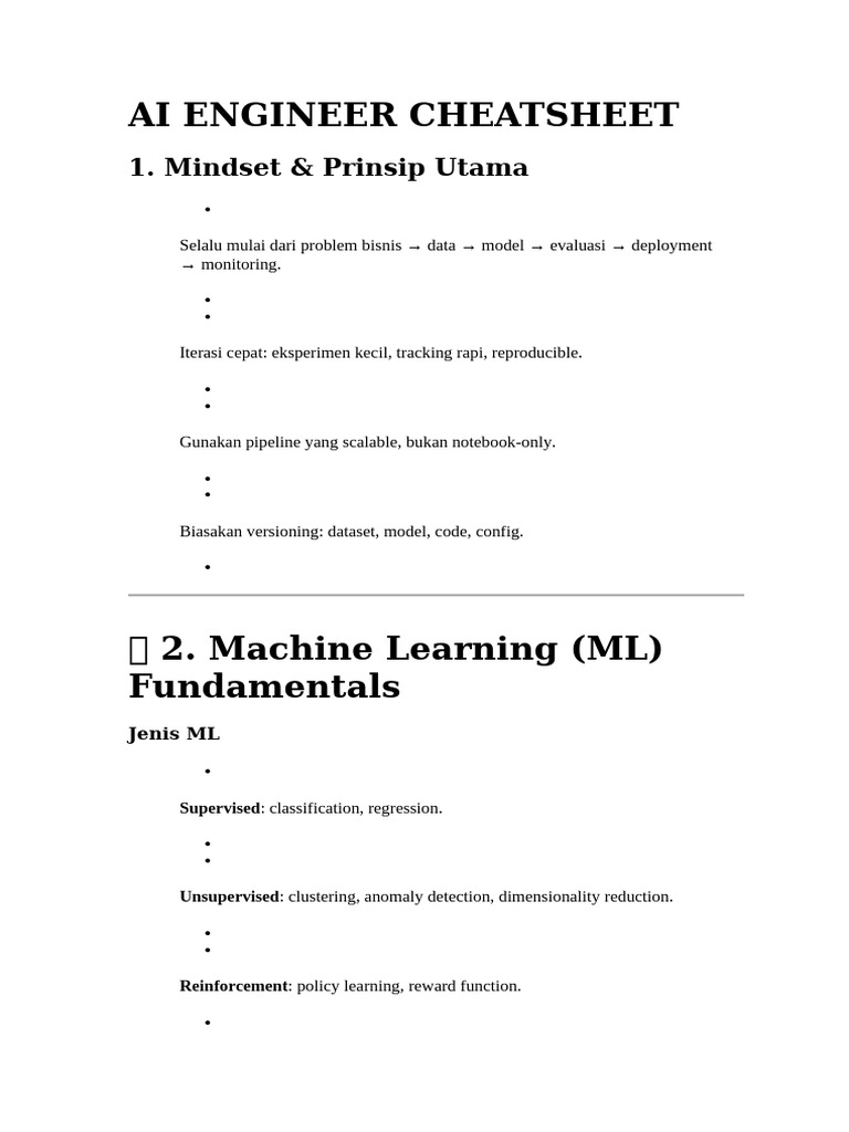 Ai Engineer Cheatsheet | PDF | Software Engineering | Information Technology