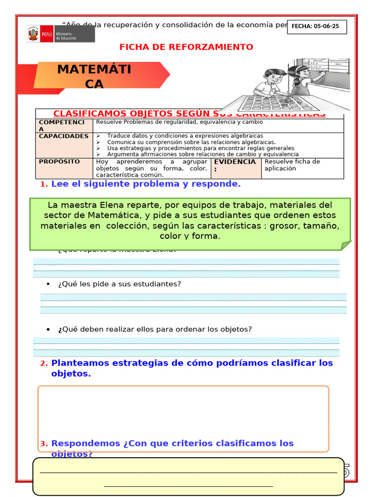 05-06-25-Reforzamiento Matematica - Clasificamos Objetos Por Sus ...