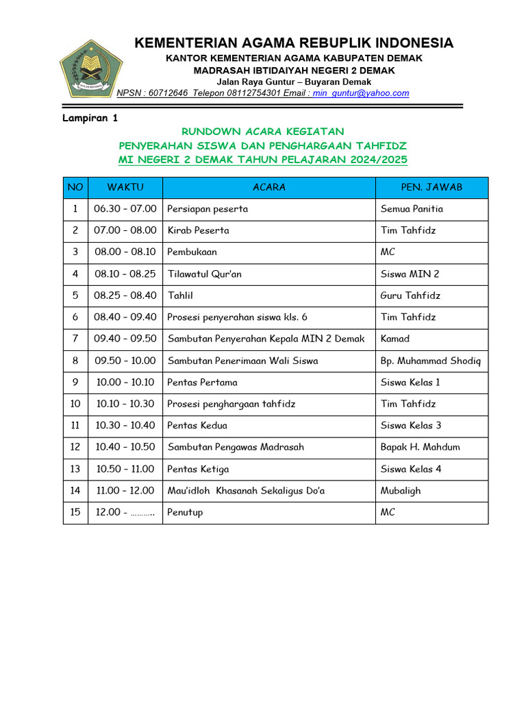 Rundown Acara | PDF