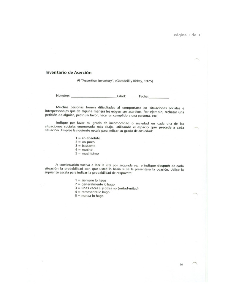 Inventario de Aserción-Gambrill | PDF