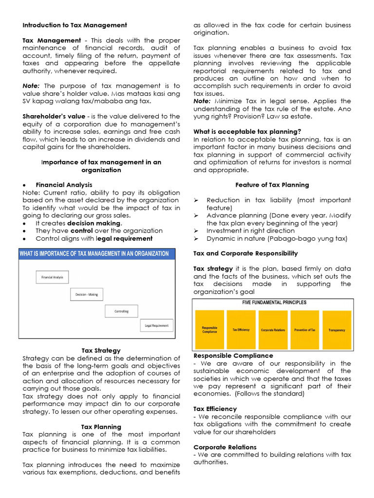 Tax Management and Planning Guide | PDF | Taxes | Tax Avoidance