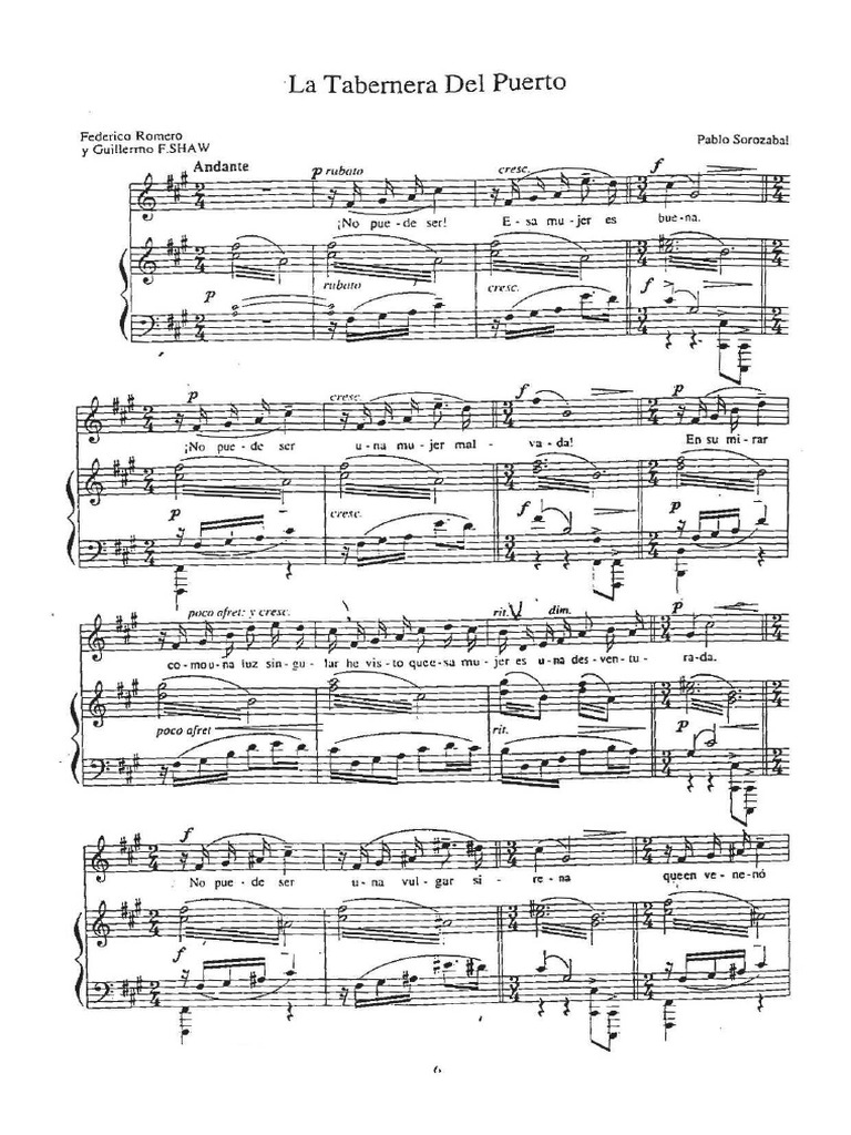 Sorozabal - La Tabernera Del Puerto - No Puede Ser | PDF