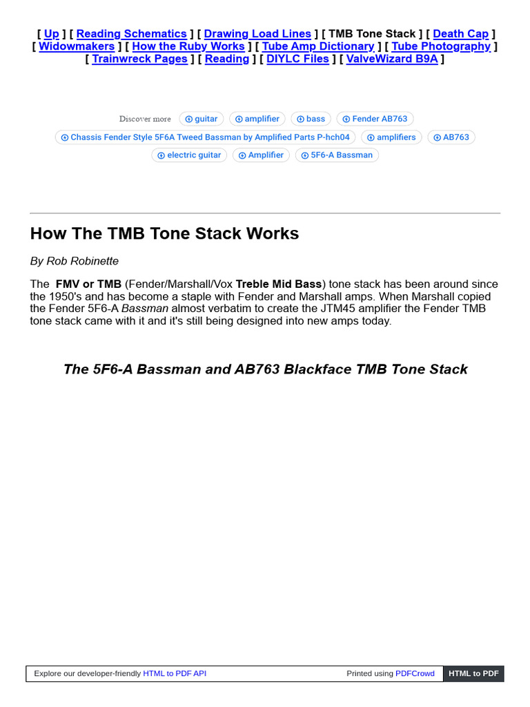 How the TMB Tone Stack Functions | PDF | Low Pass Filter | Amplifier