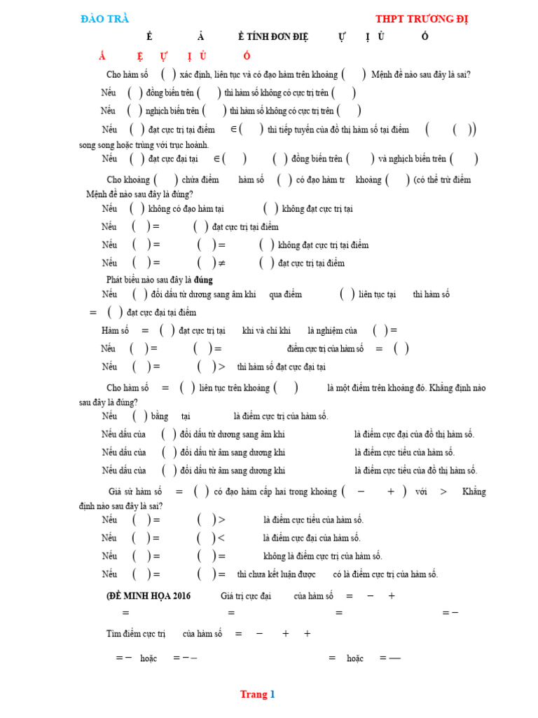 HS-KT Đơn Điệu Và Cực Trị | PDF