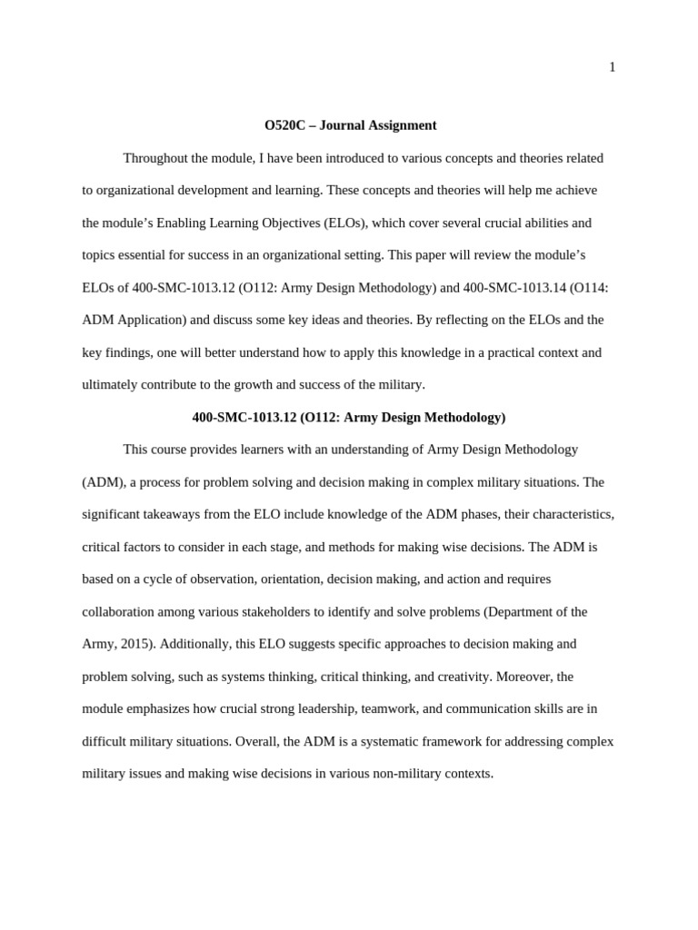 Army Design Methodology in Military Training | PDF | Learning | Leadership