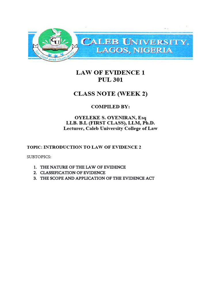 Introduction to Law of Evidence 2 | PDF | Evidence (Law) | Witness