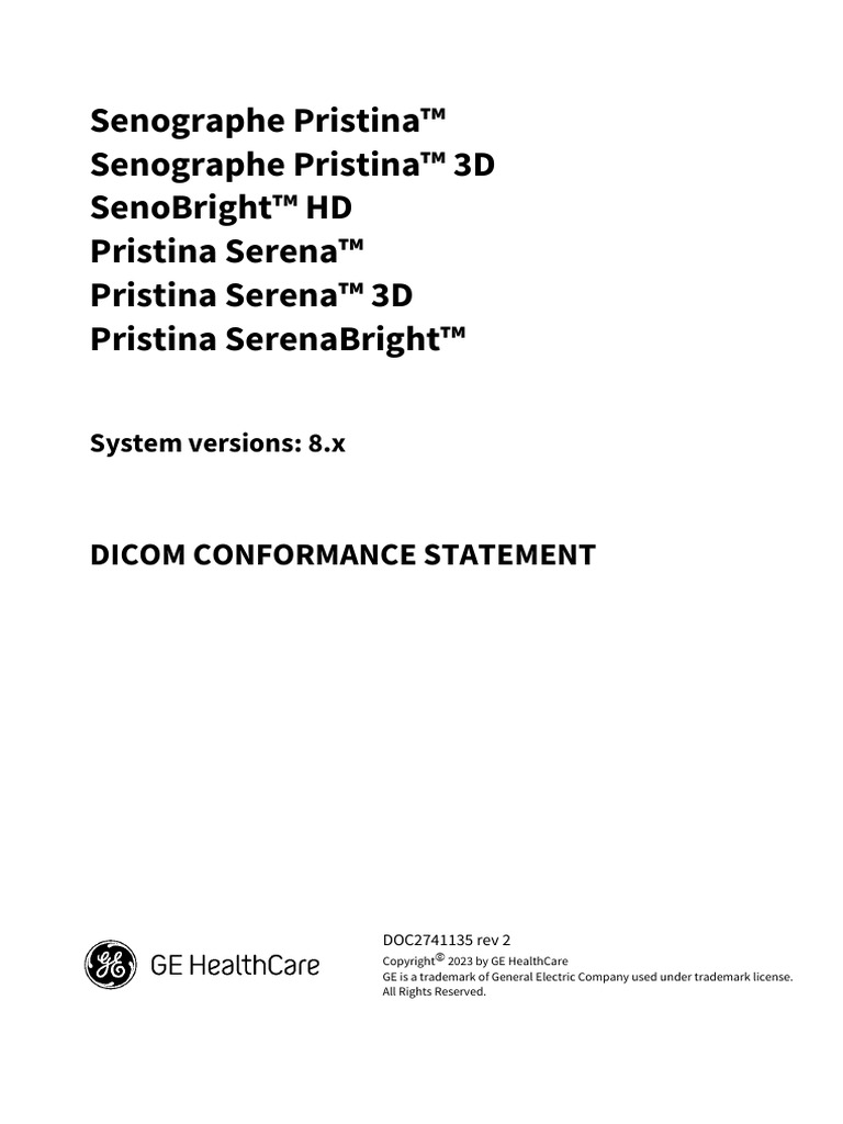 GEHC-DICOM-Conformance Senographe Pristina 8x DOC2741135 Rev2 | PDF ...