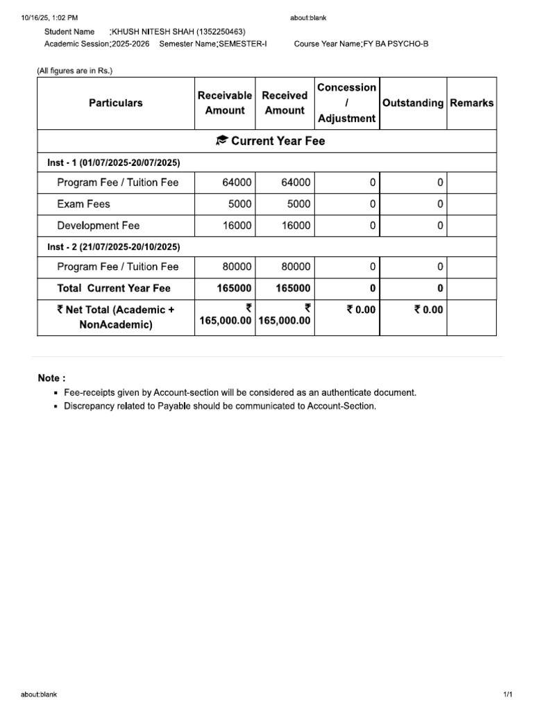 Fee Receipt | PDF