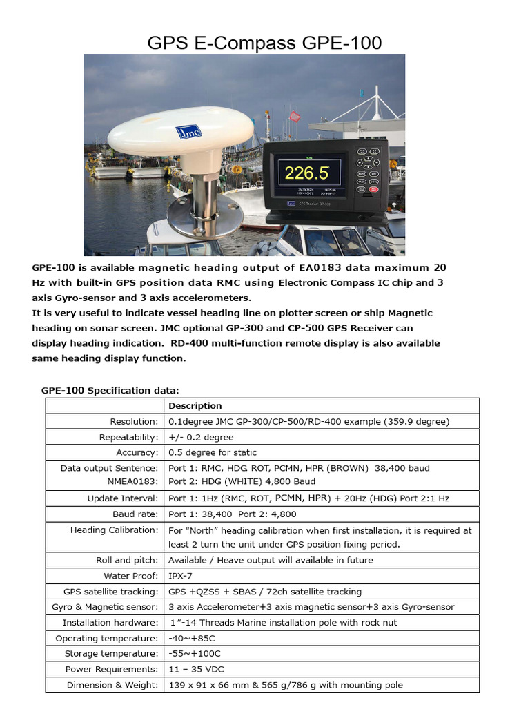 GPS E-Compass GPE-100 Specifications | PDF | Computing | Electrical ...