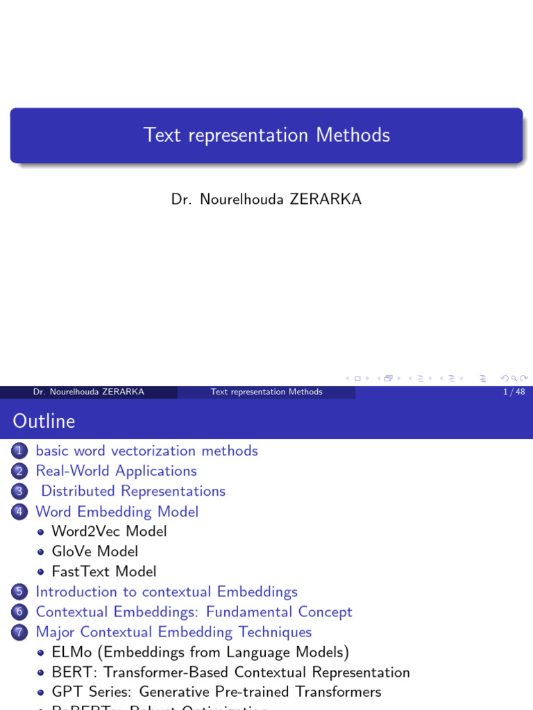 Text Representation Methods in NLP | PDF | Glove | Learning