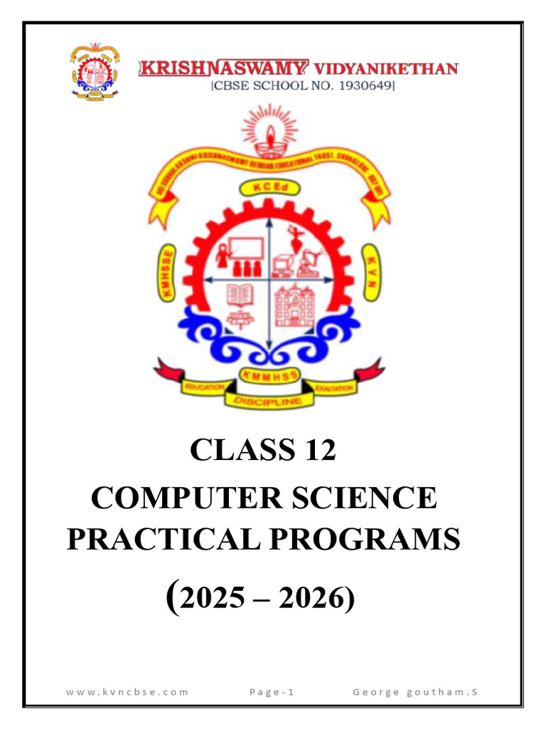 Class 12 Practical Programs | PDF