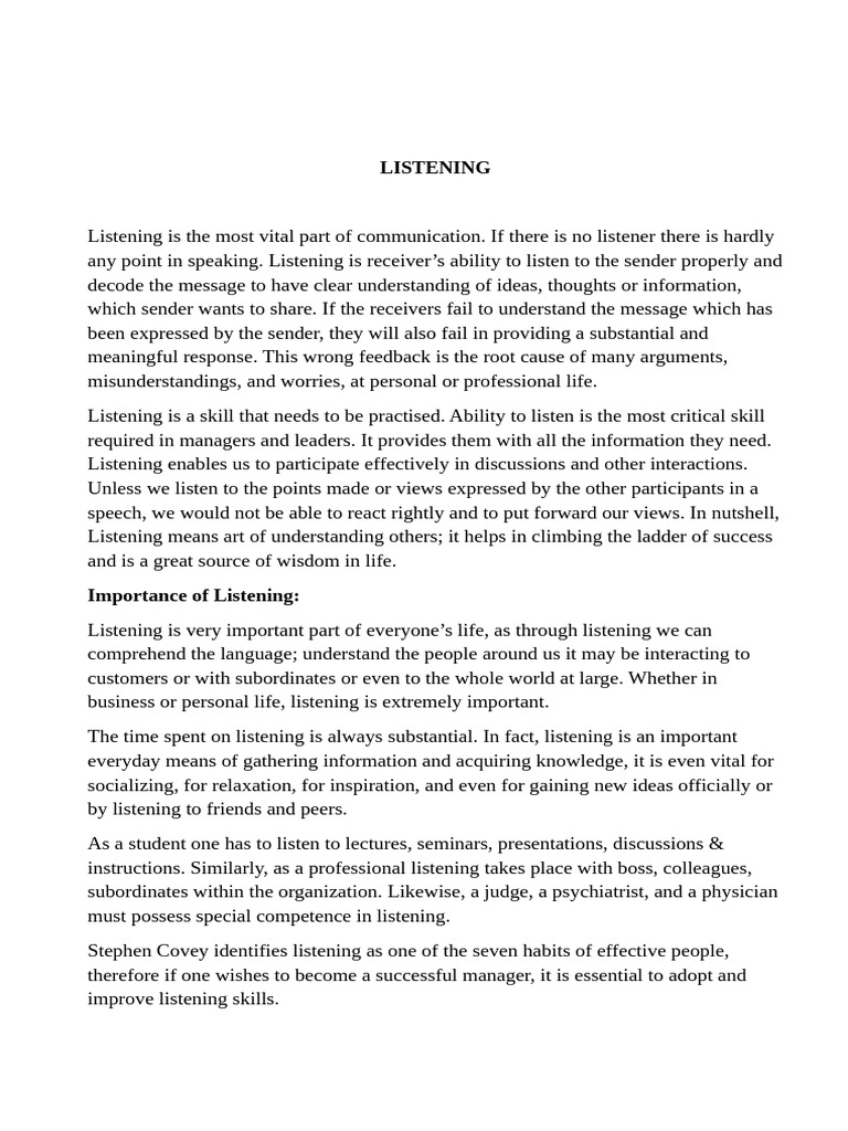 LISTENING | PDF | Empathy | Communication