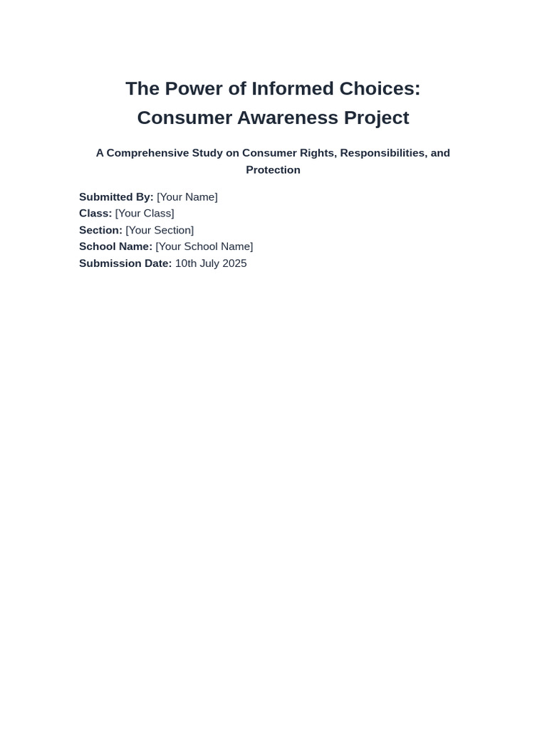 Consumer Awareness Project Final Full | PDF