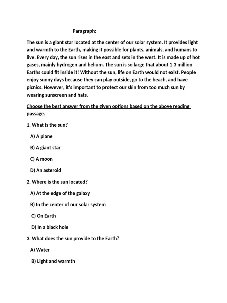 Grade 5 Worksheet | PDF | Sun | Earth