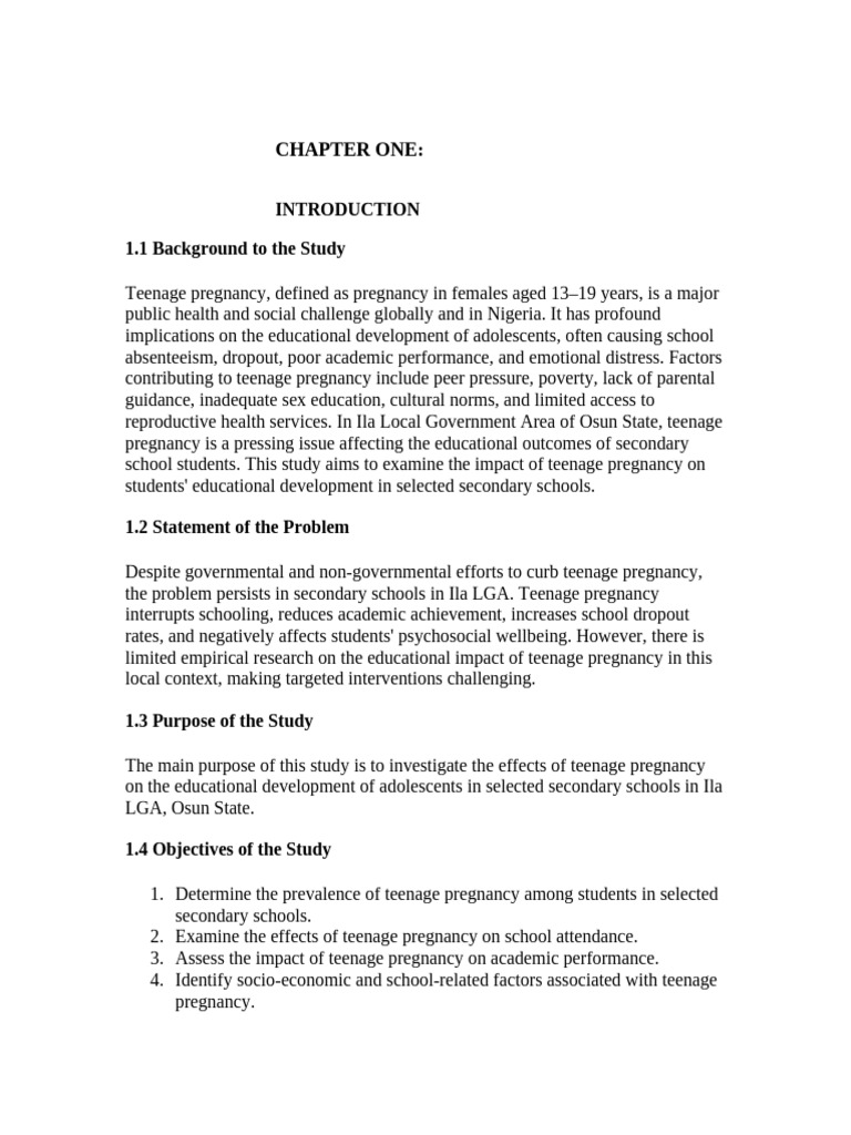 Teenage Pregnancy Project 1 | PDF | Teenage Pregnancy | Adolescence