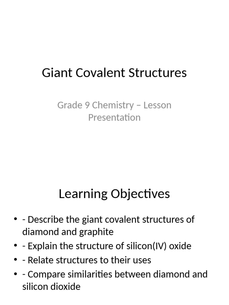 Giant Covalent Structures Lesson | PDF