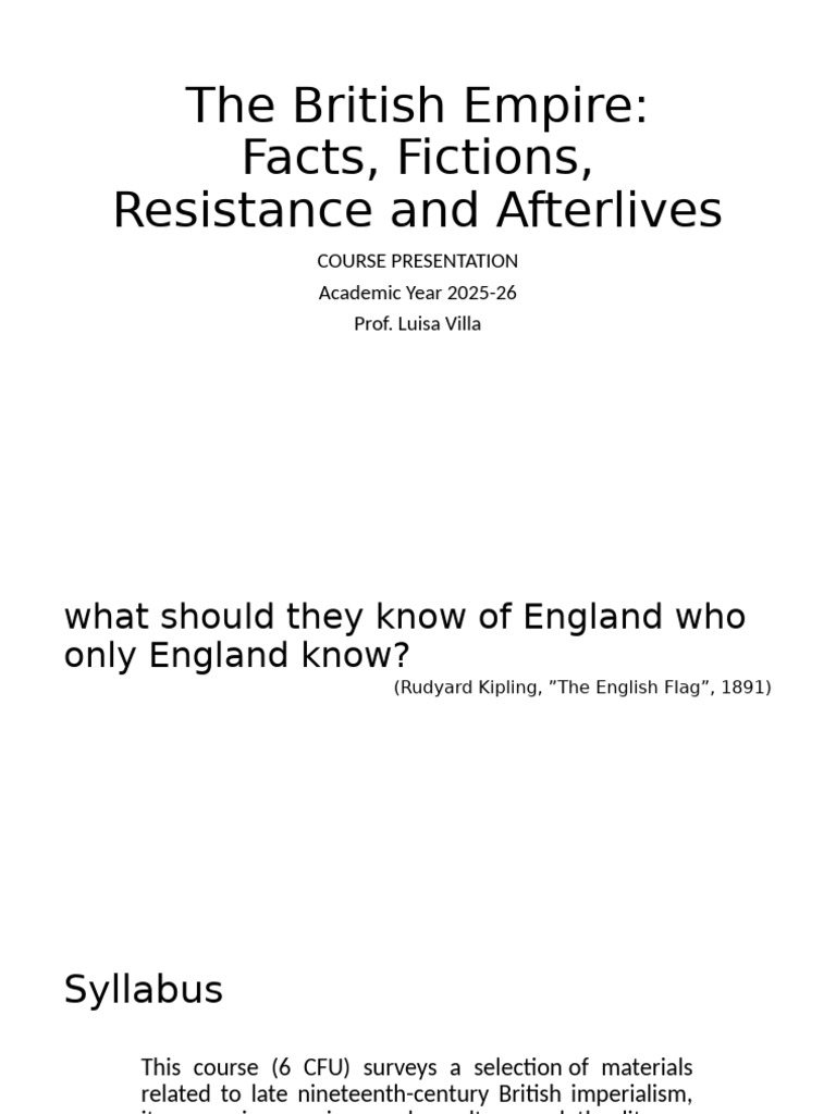 British Imperialism Course Overview | PDF