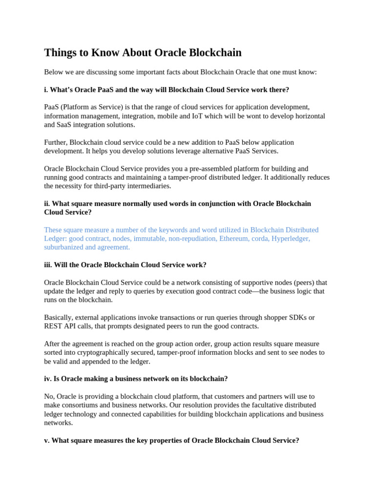 Things To Know About Oracle Blockchain | PDF | Service Industries ...