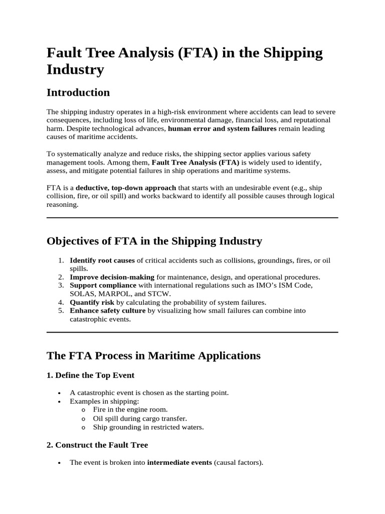Fault Tree Analysis in Shipping Safety | PDF | Reliability Engineering ...
