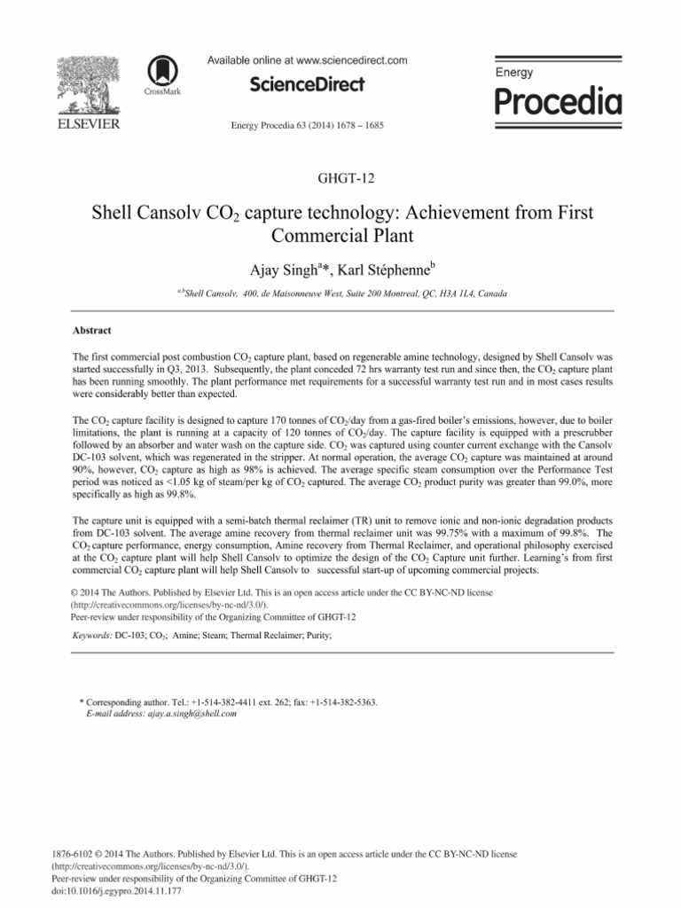 Shell Cansolv CO2 Capture System Paper | PDF