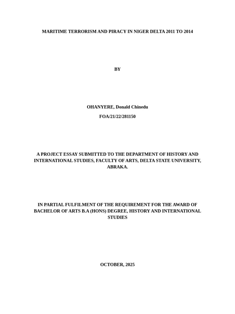 Maritime Terrorism and Piracy in Niger Delta 2011 To 2014 BBB | PDF