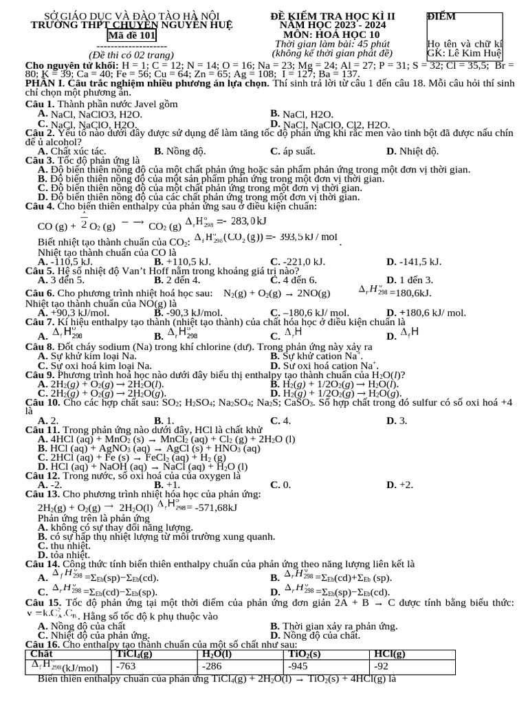 24 - 25. Hoa 10 - De LT HKII - Hong Han - Can Tho - Lhongtho2@Gmail.com ...