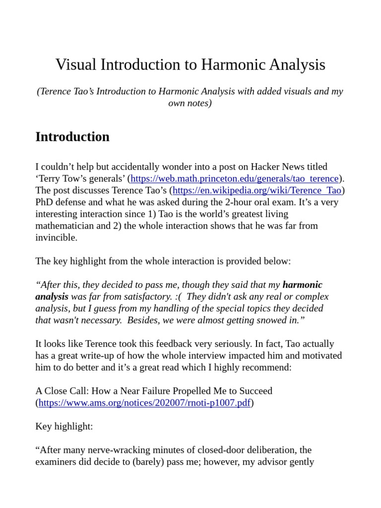 Visual Introduction to Harmonic Analysis V2 | PDF | Function (Mathematics) | Complex Number