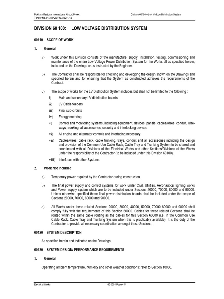 Low Voltage Distribution System Overview | PDF | Electrical Wiring ...
