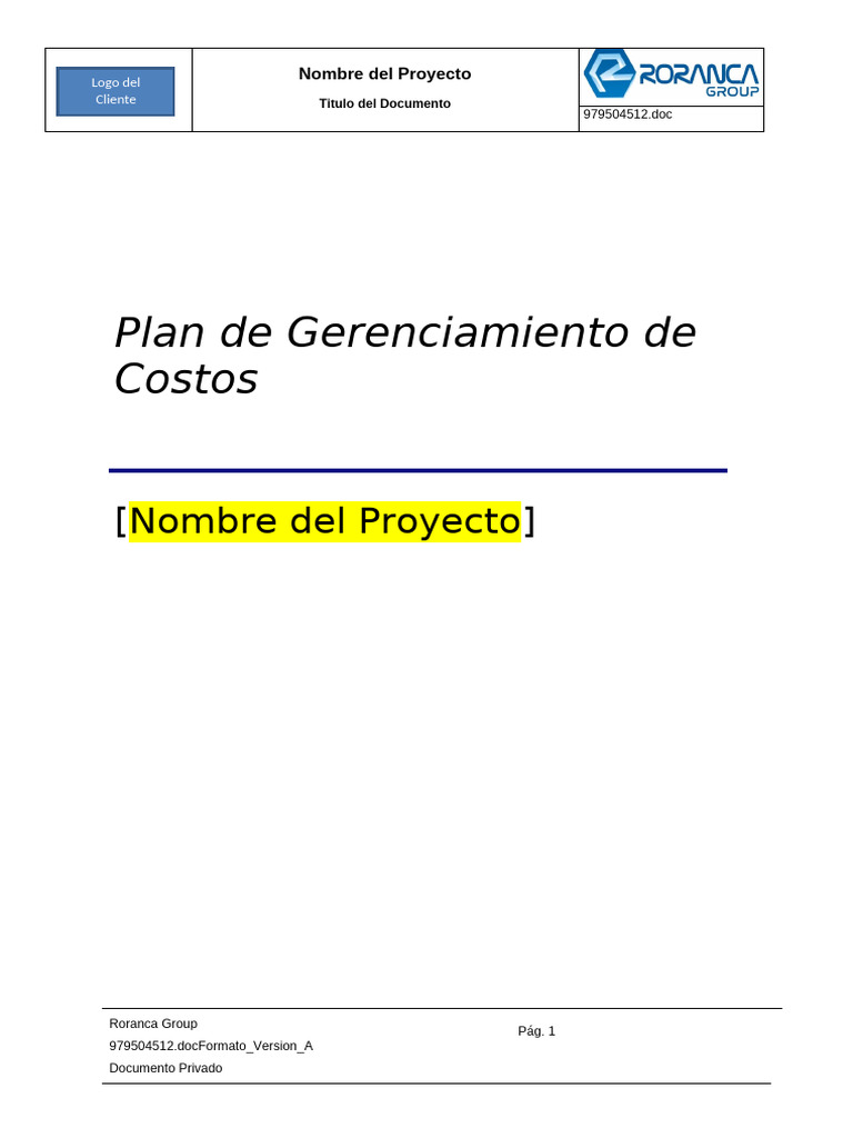 GPRO Plan de Costos (Formato A) | PDF