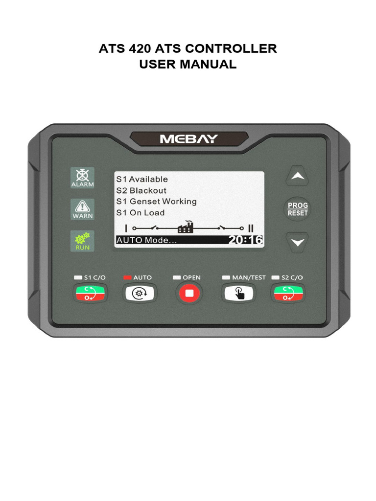 ATS 420 Controller User Manual | PDF | Power Supply | Relay