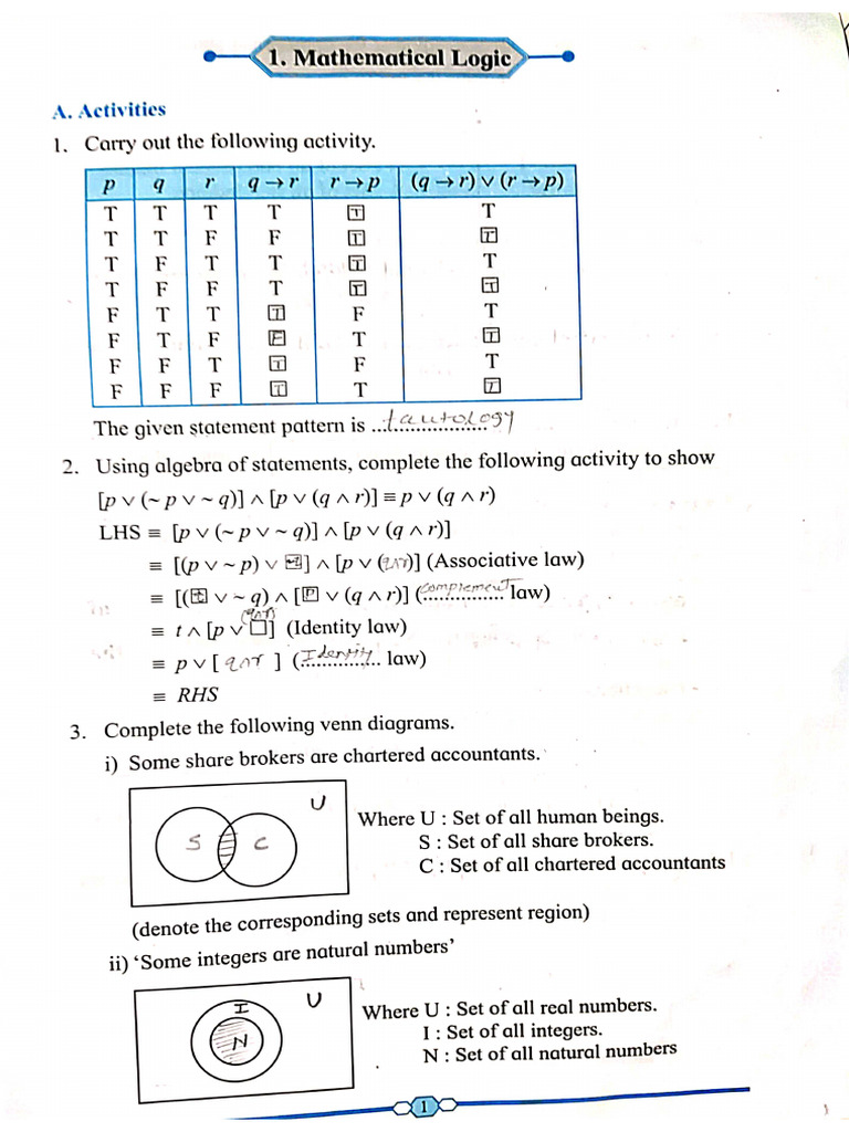 XII Practicalno1.Mathematicallogic | PDF