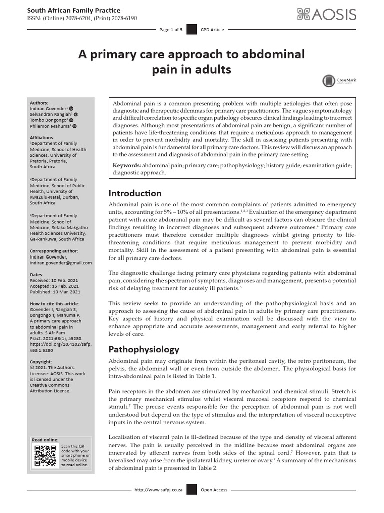 Dor Abdominal Atencao Primaria | PDF | Abdomen | Pain