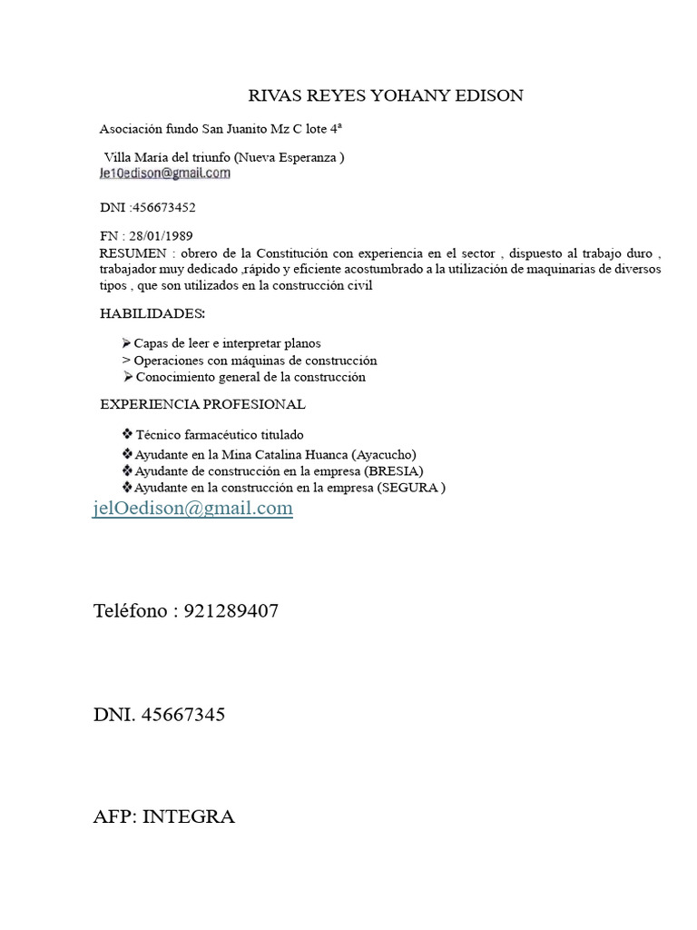 Currículo Vitae Rivas Reyes | PDF | Autenticación