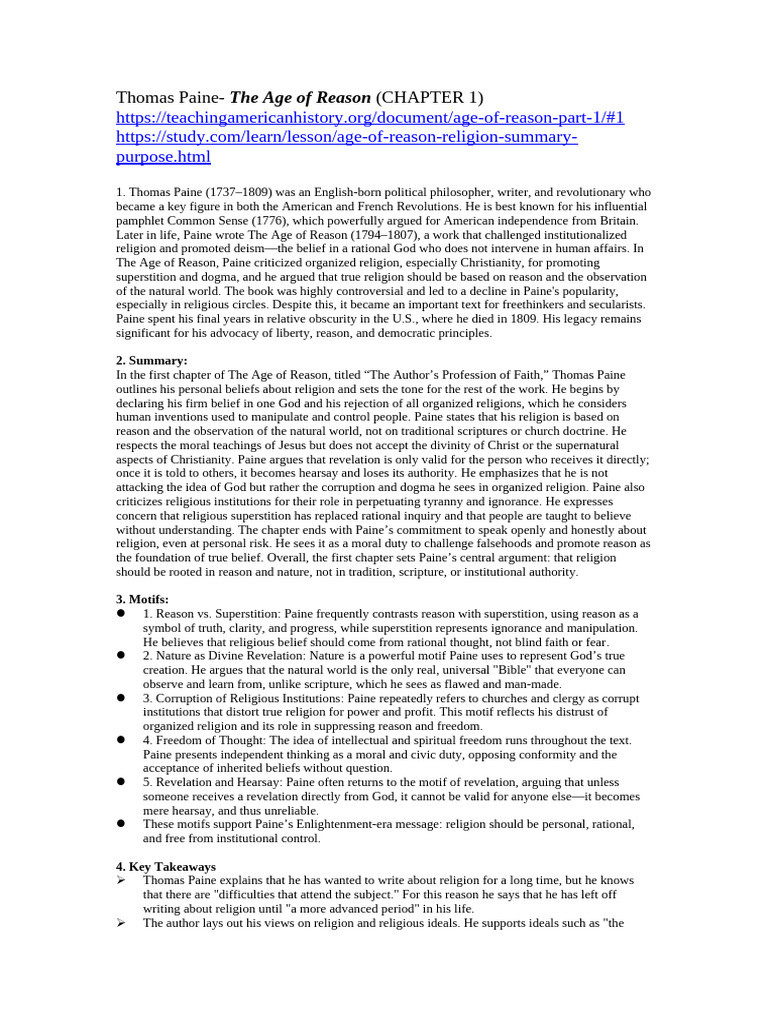 Thomas Paine | PDF | Deism | Revelation
