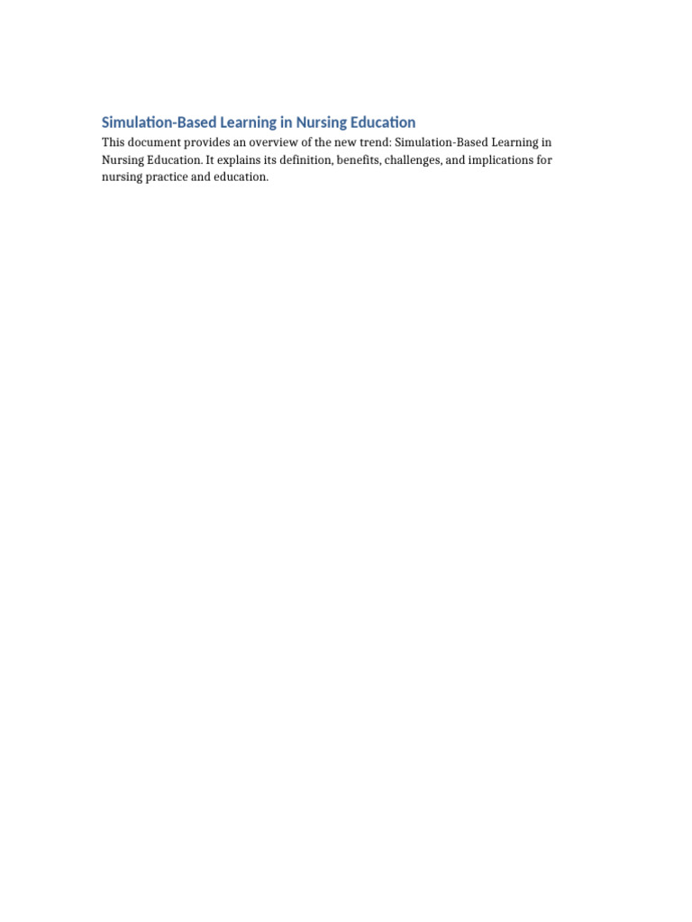Simulation-Based Learning in Nursing Education | PDF
