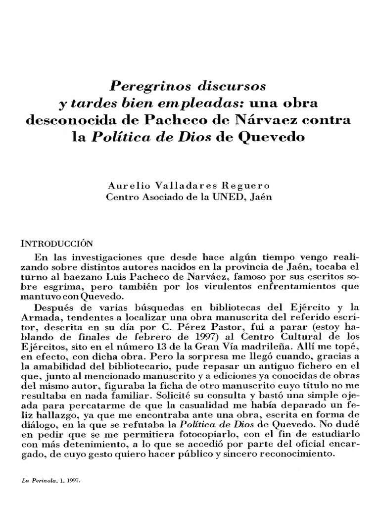 Peregrinos Discursos y Tardes Bien Empleadas Una Obra Desconocida de ...