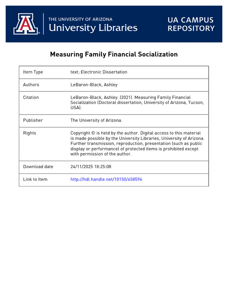 Family Financial Socialization Measurement | PDF | Psychometrics ...