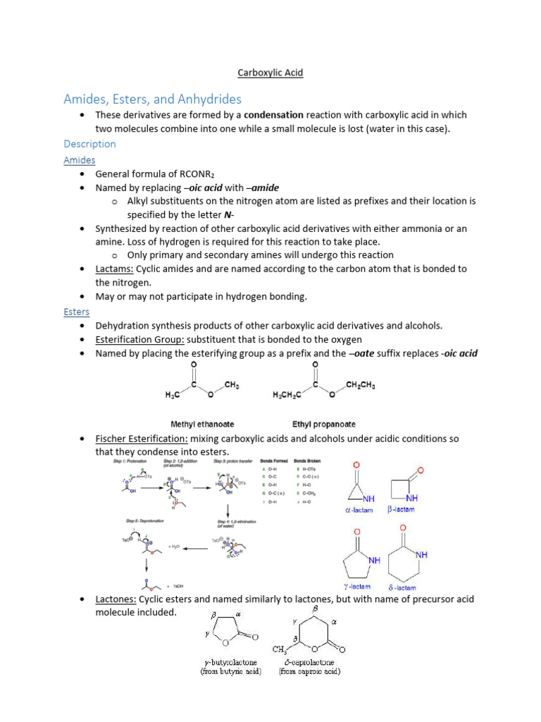 Carboxylic Acid Derivatives | PDF | Ester | Amide