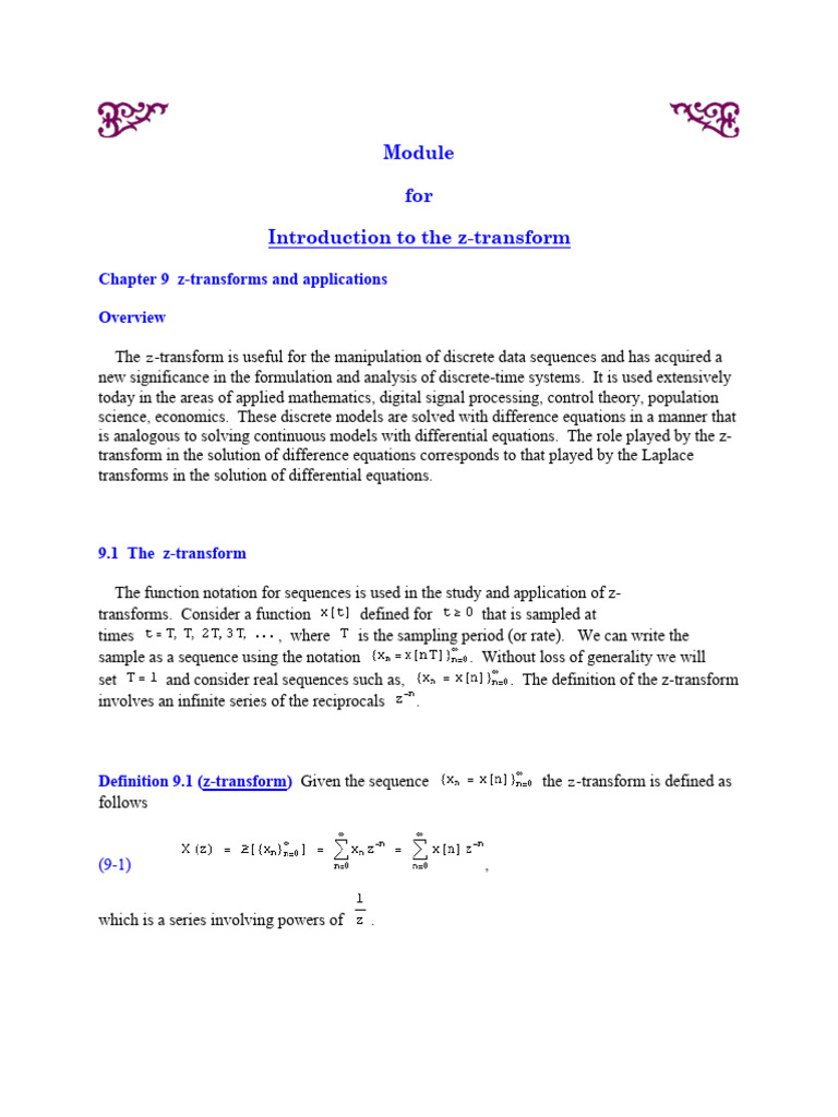 Introduction to the z-transform | PDF | Function (Mathematics ...