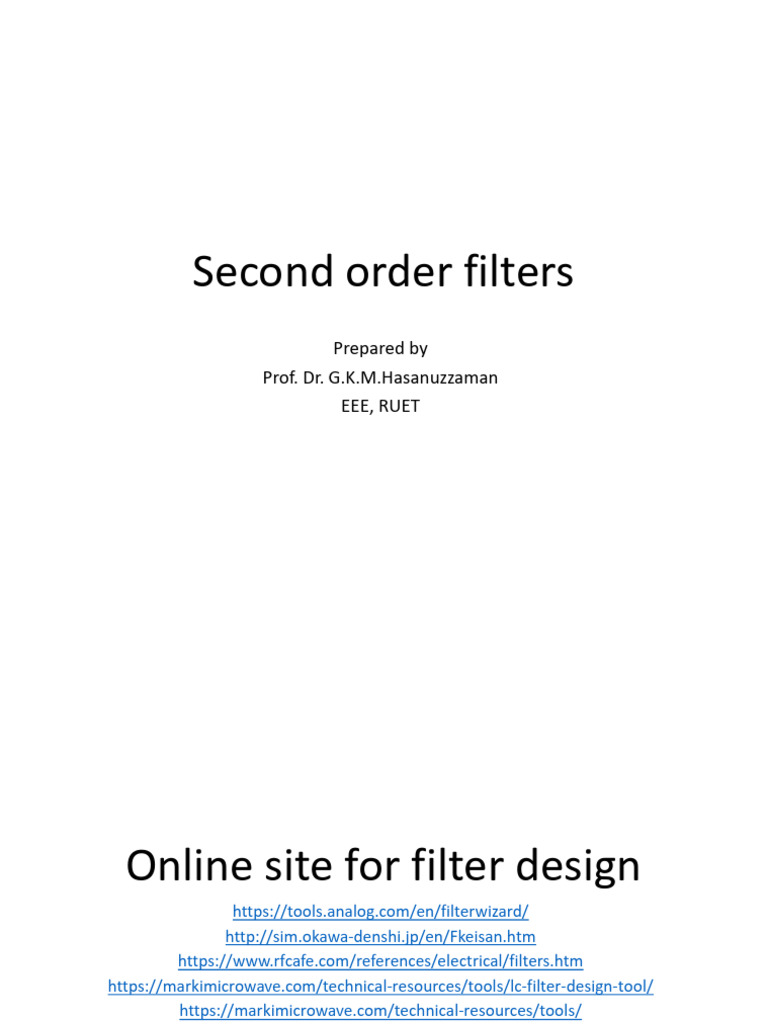 Designing Second-Order Filters | PDF | Electronic Filter | Low Pass Filter
