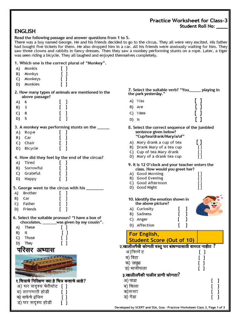 Practice Worksheet Class 3 Final | PDF