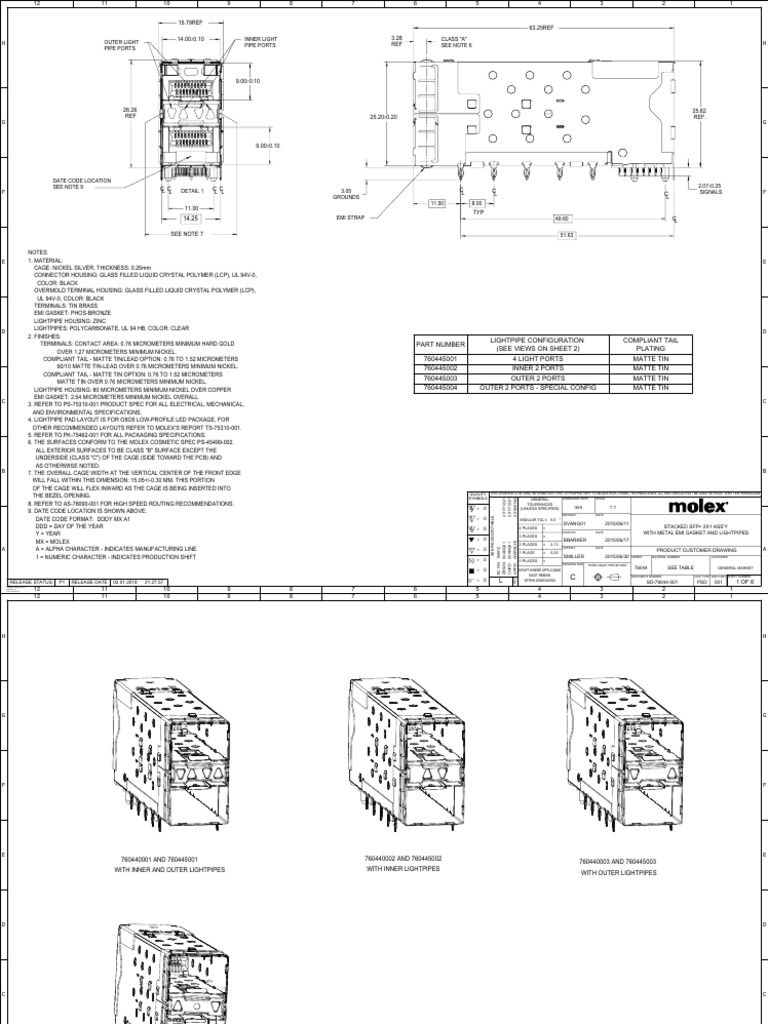 Outer Light Pipe Ports Inner Light Pipe Ports Class "A" See Note 6 ...